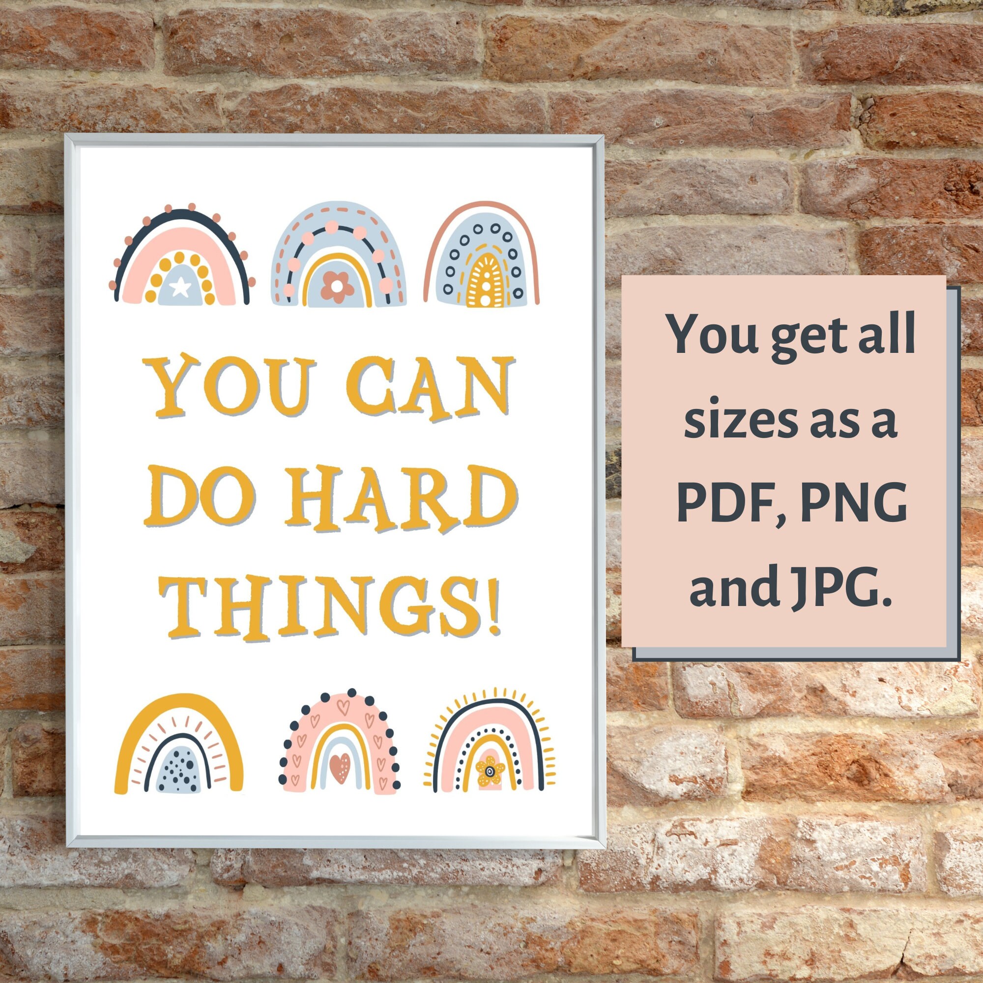 You Can Do Hard Things Poster Printable, Teacher Décor Poster, Boho ...