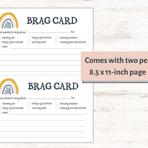 Brag Card Printable | School Counselor Office Note | Teacher Note ...