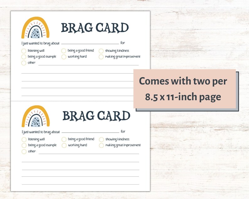 Brag Card Printable | School Counselor Office Note | Teacher Note ...