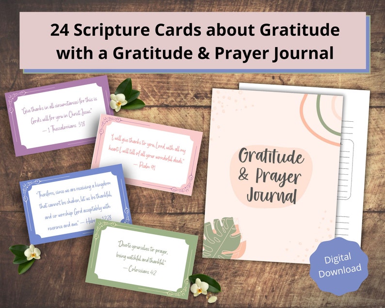 Printable Scripture Cards About Gratitude With a Gratitude and Prayer ...