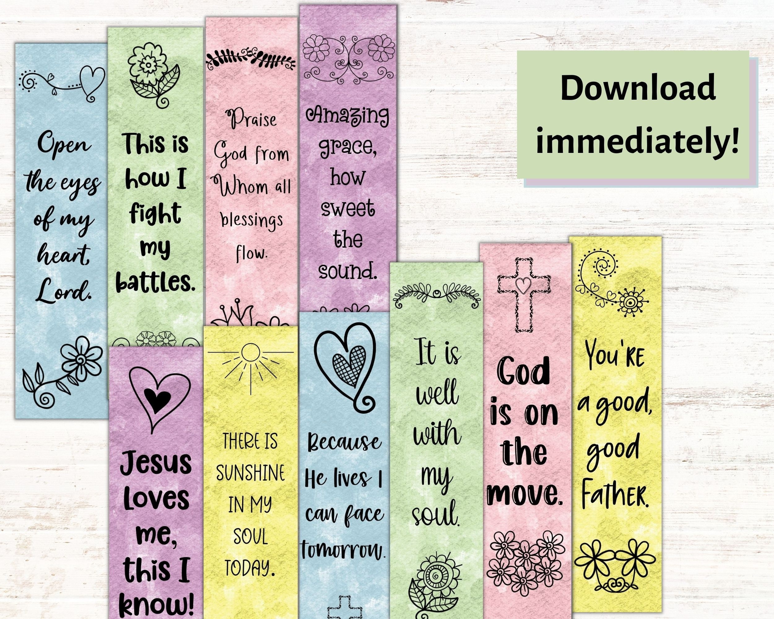 Printable Bookmarks Bible Bookmarks Digital Bookmarks Bookmark Set ...