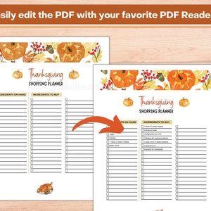 Thanksgiving Menu Planner Printable Kit Holiday Meal - Etsy