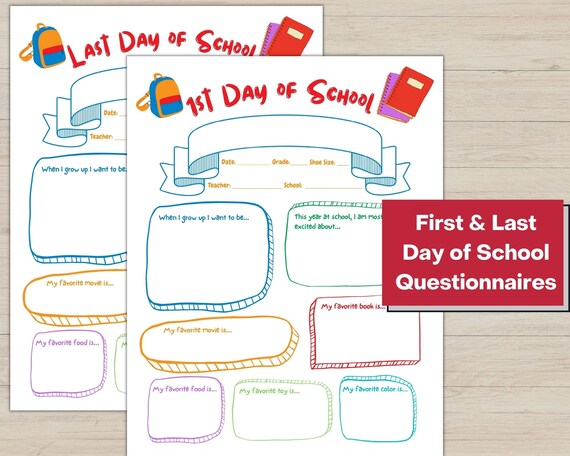First Day of School Questionnaire Printable First Day of - Etsy