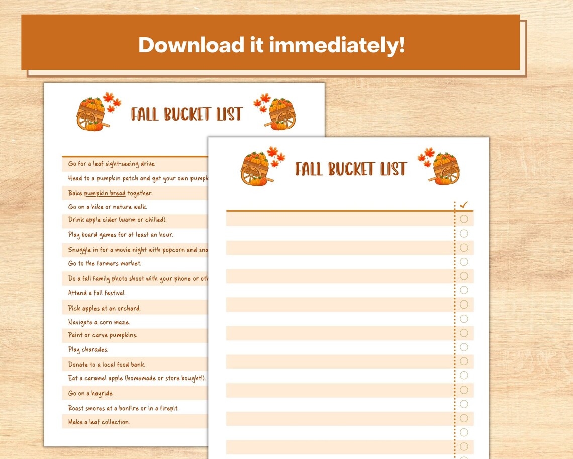 Fall Bucket List Printable Autumn Bucket List Template Editable Fall ...