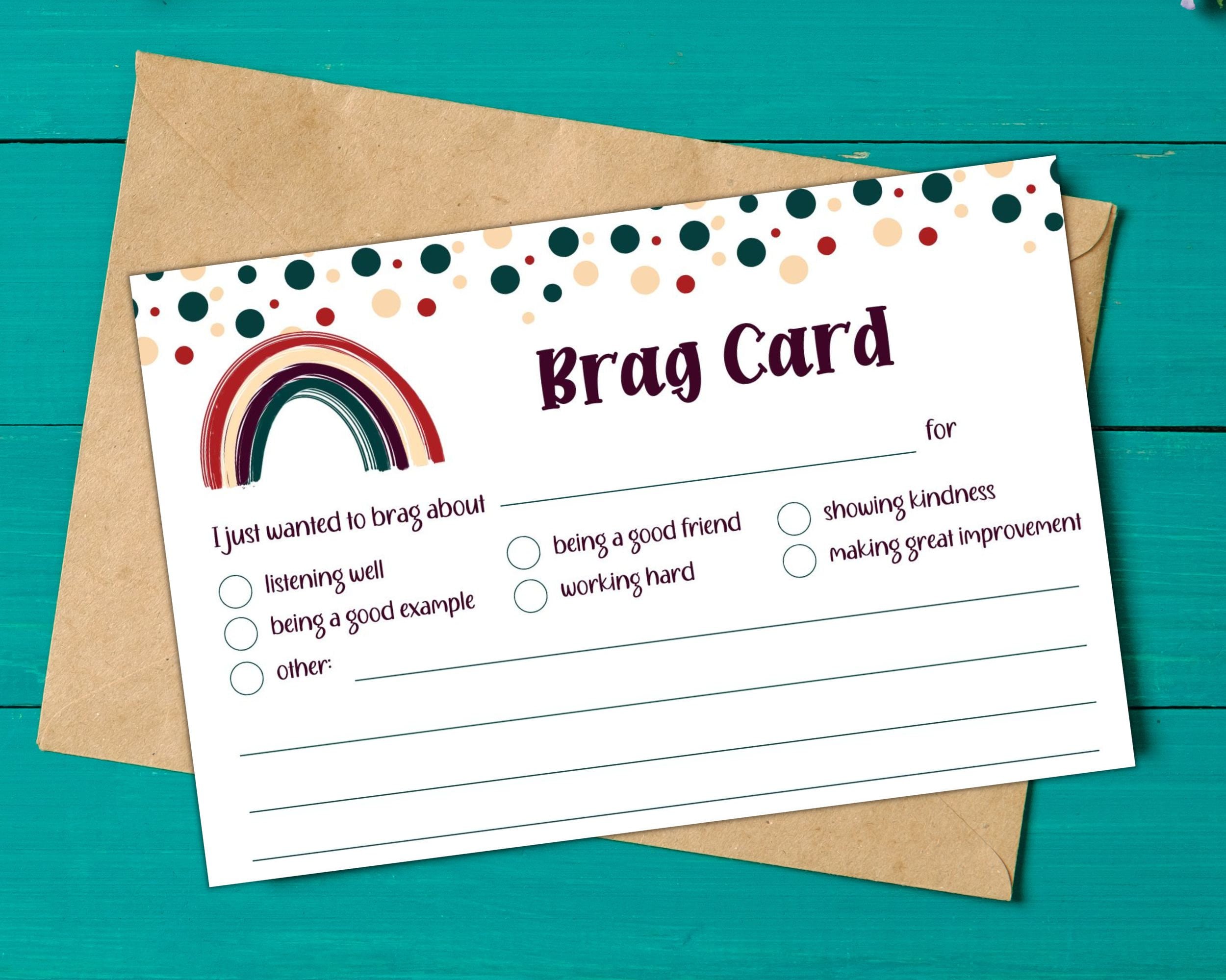 Brag Card Printable School Counselor Office Note Teacher - Etsy
