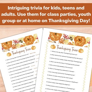 Thanksgiving Games Printable | Thanksgiving Trivia | Thanksgiving Class ...