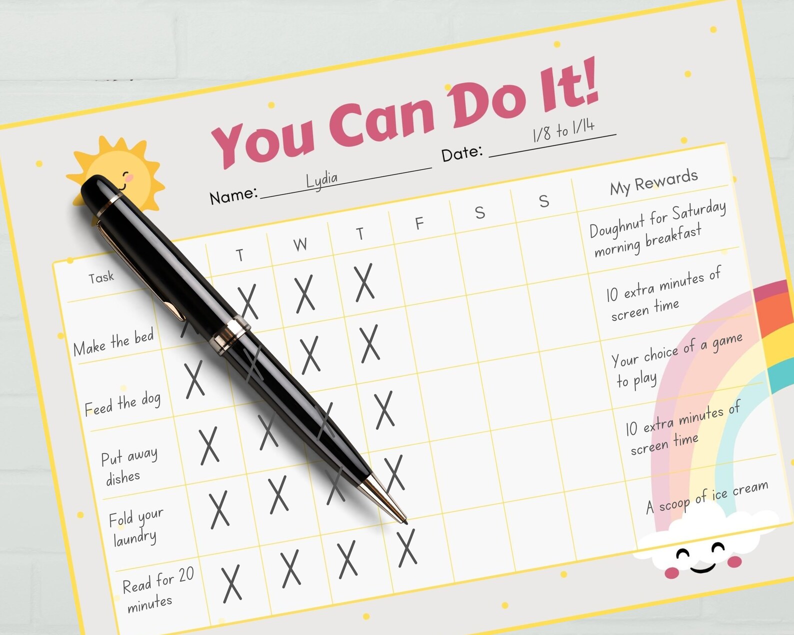 Rainbow Reward Chart for Children Printable, Behavior Chart, Daily ...