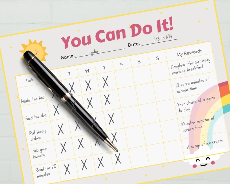 Rainbow Reward Chart for Children Printable, Behavior Chart, Daily ...