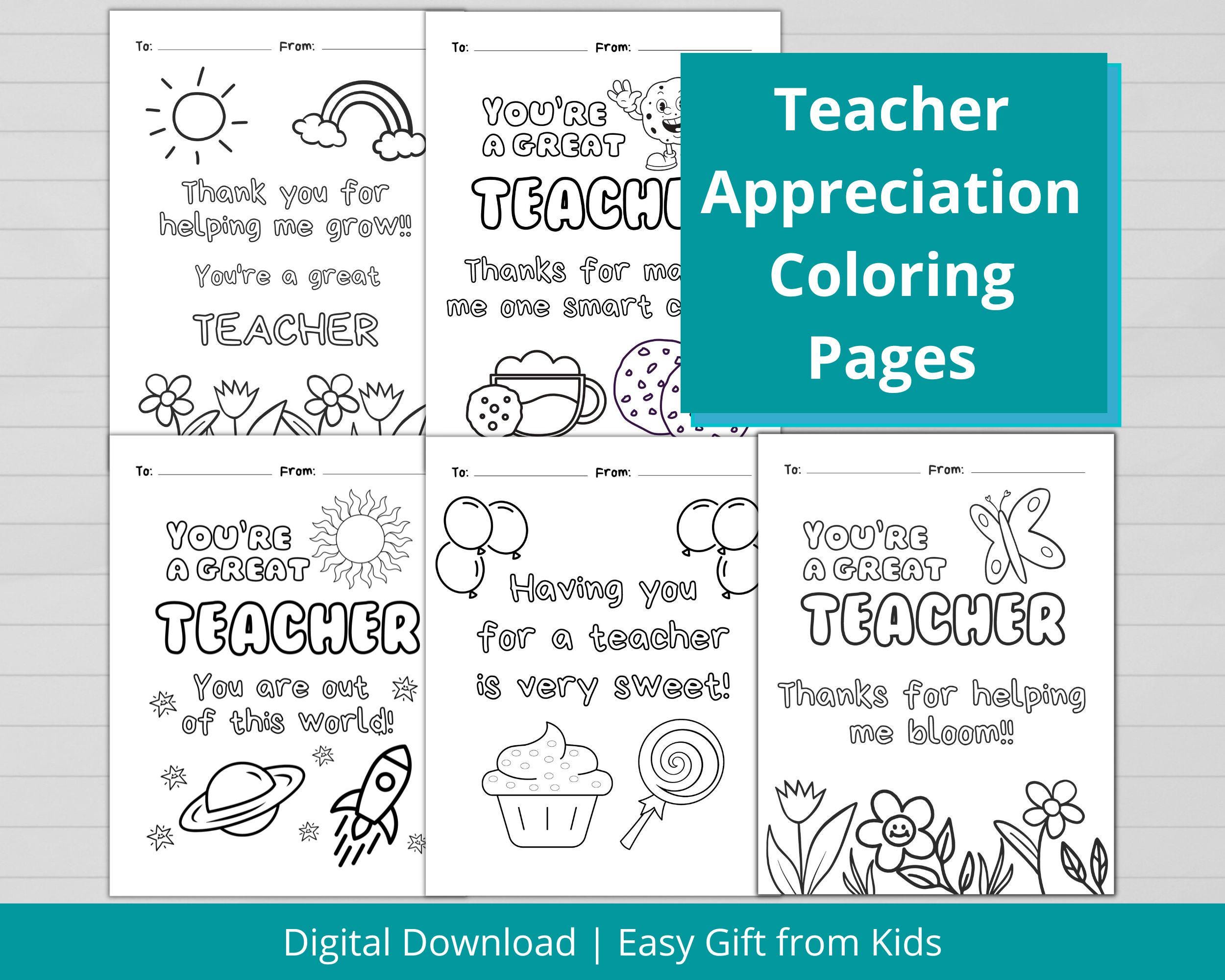 Teacher Appreciation Coloring Pages | Printable Thank You Cards From ...