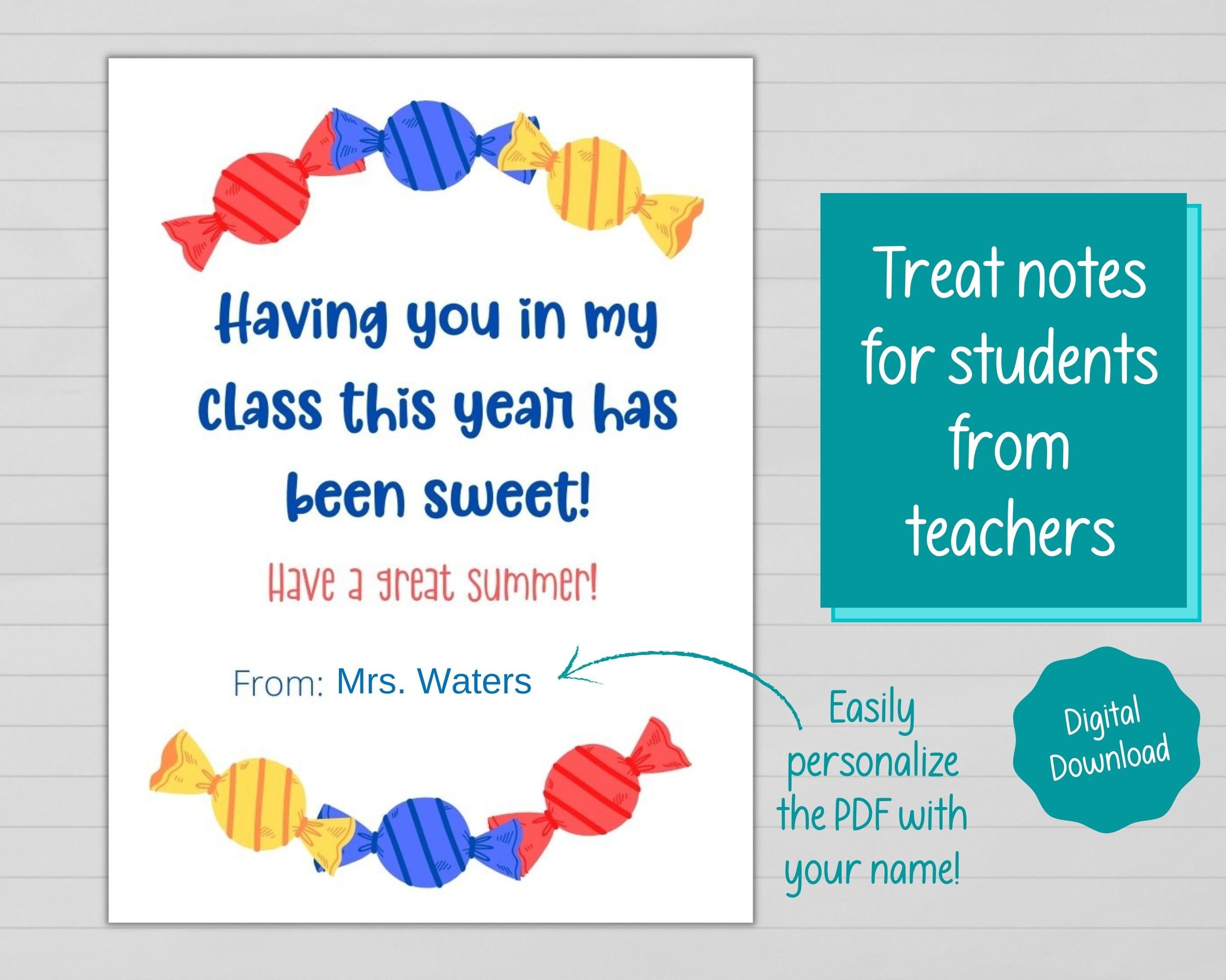 Printable End of Year Student Gift From Teacher | Teacher End of Year ...
