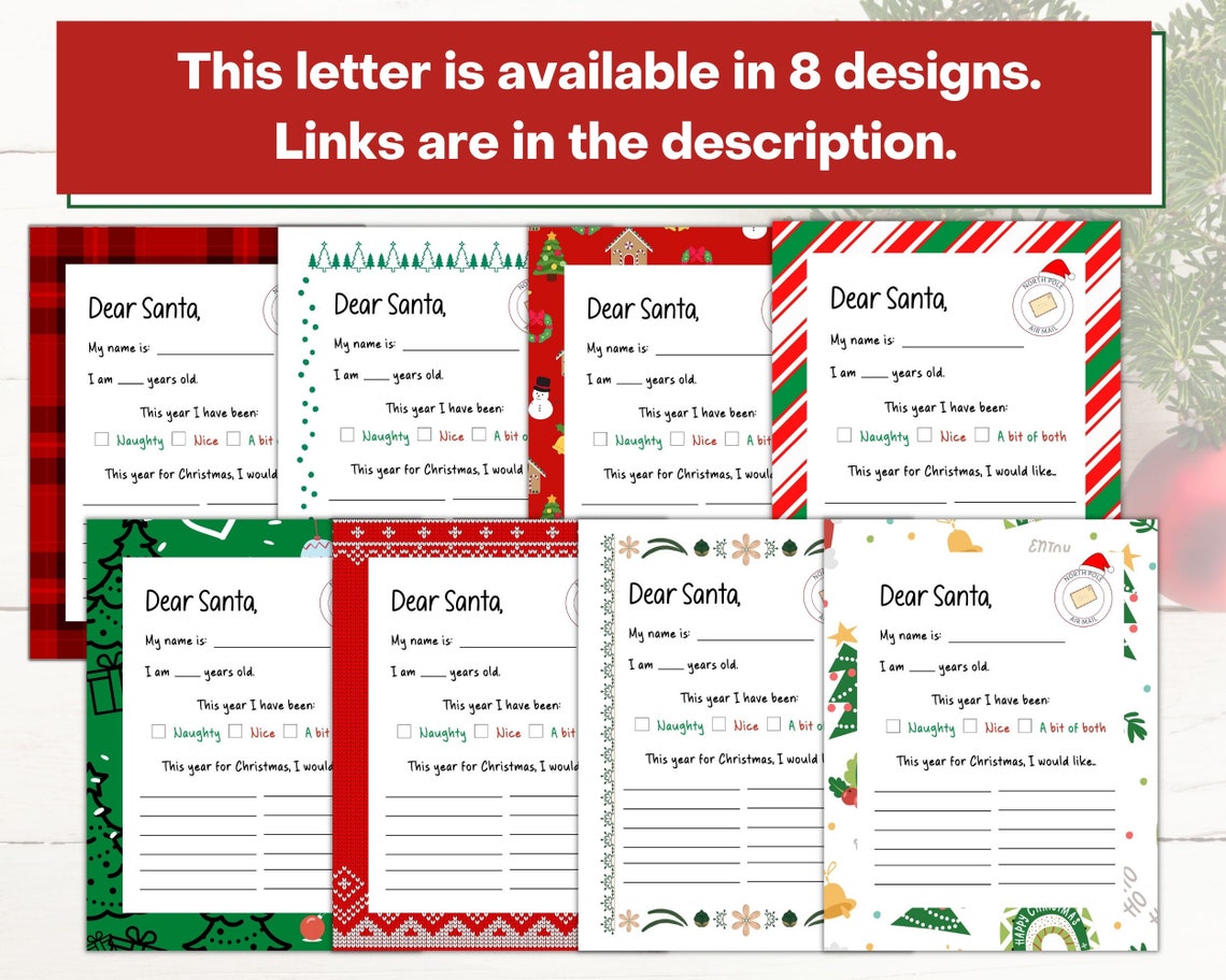 Letter to Santa Printable Christmas Gift Wish List Printable Template ...