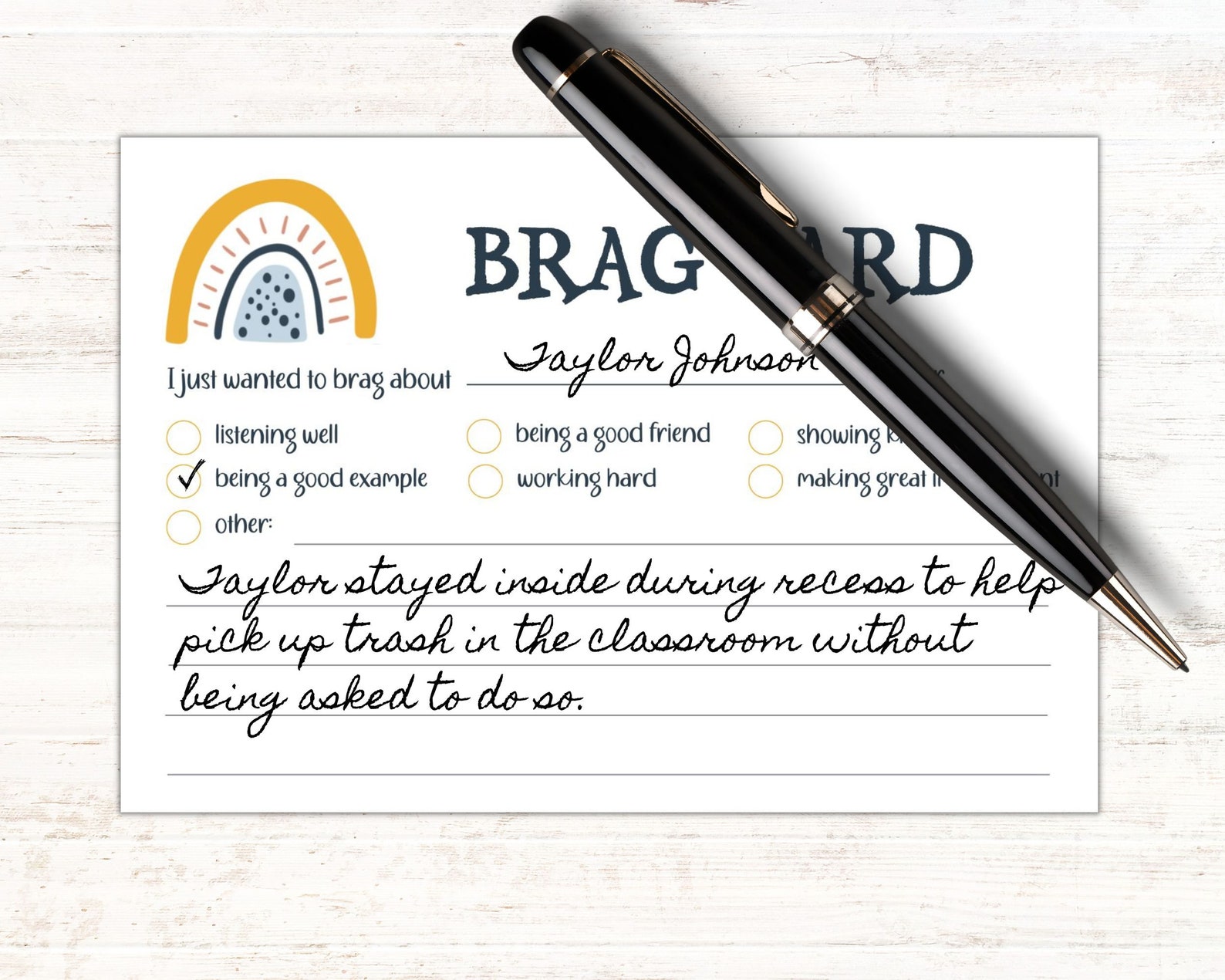 Brag Card Printable | School Counselor Office Note | Teacher Note ...