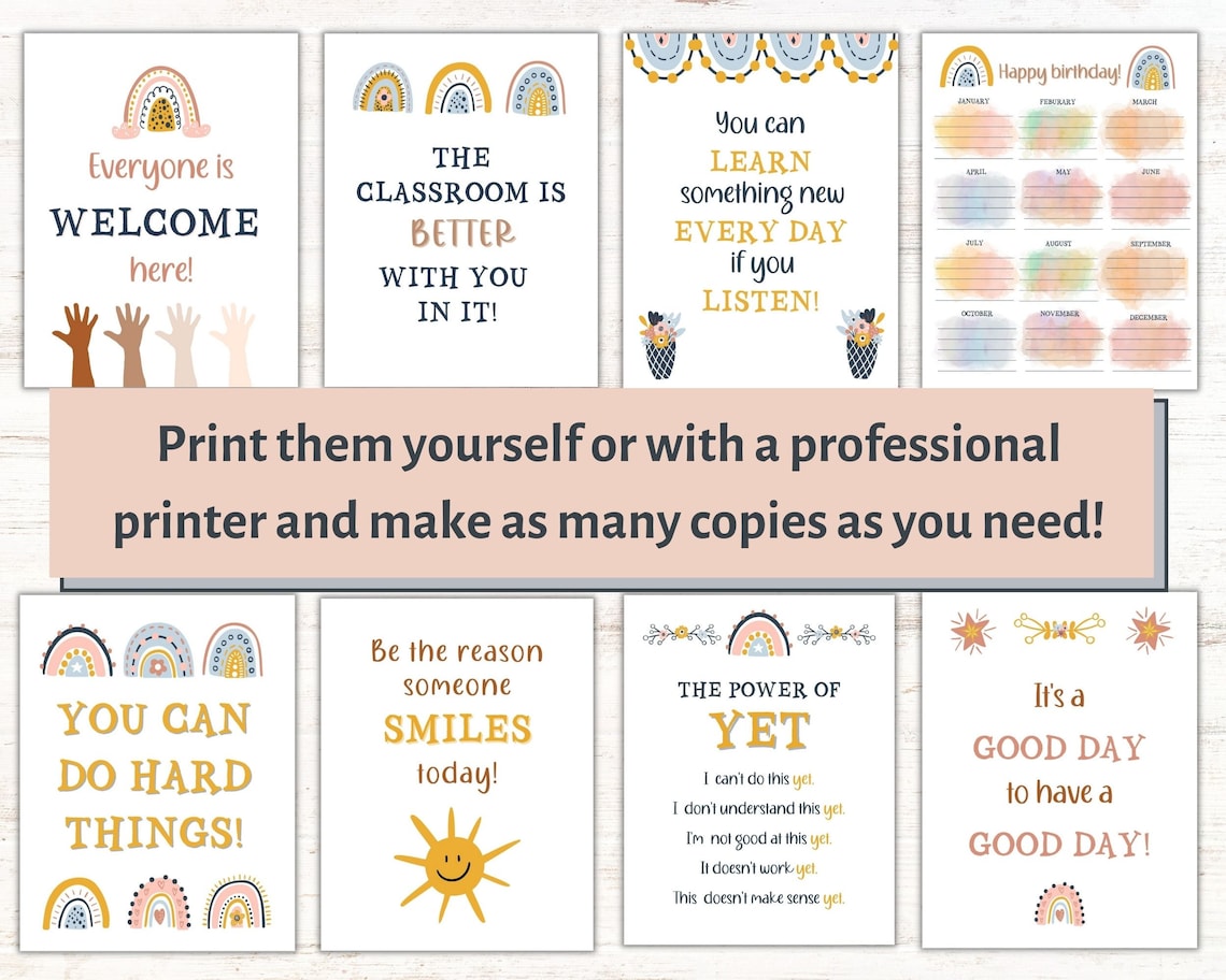 Classroom Posters Boho Printable Bundle Teacher Décor Bundle Boho ...
