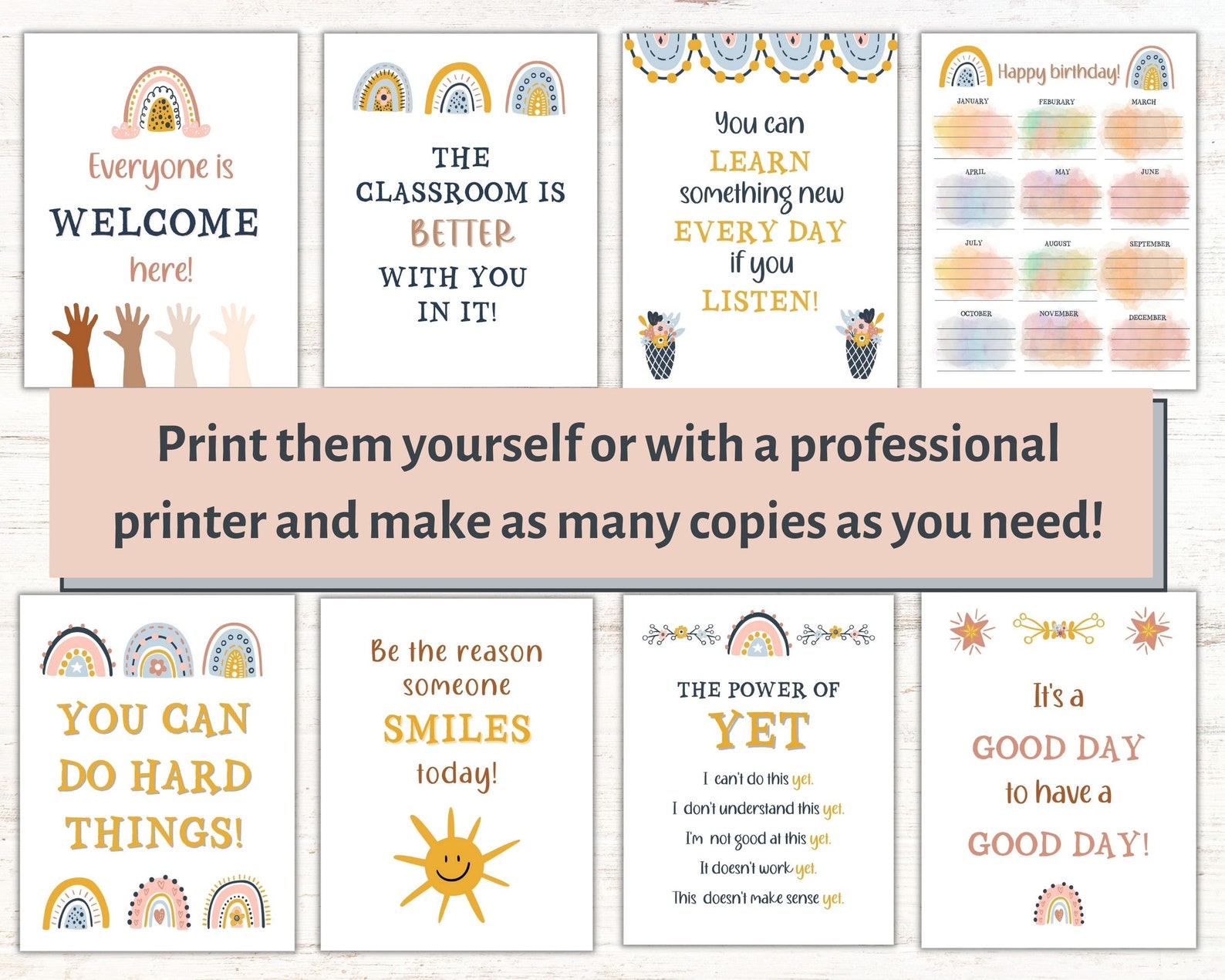 Classroom Posters Boho Printable Bundle Teacher Décor Bundle Boho ...