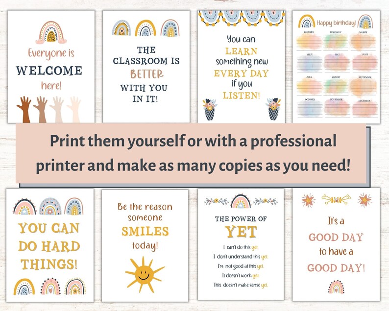 Classroom Posters Boho Printable Bundle Teacher Décor Bundle Boho ...