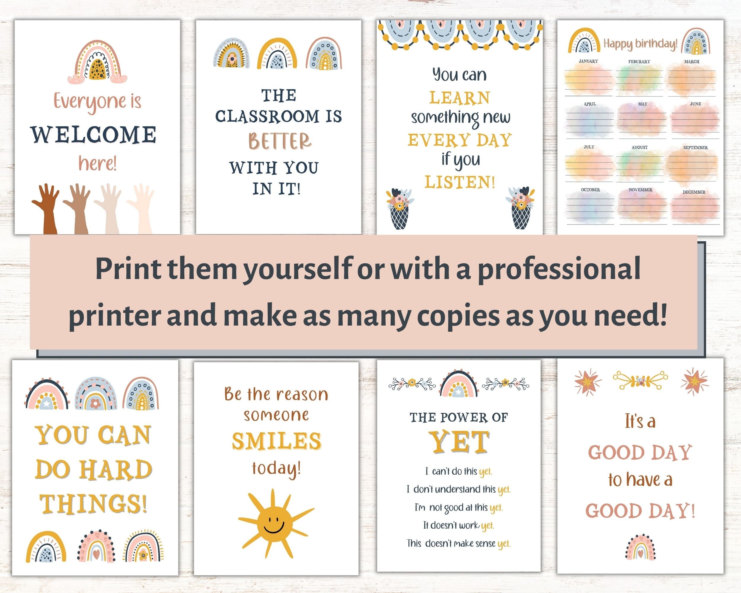 Classroom Posters Boho Printable Bundle Teacher Décor Bundle Boho ...