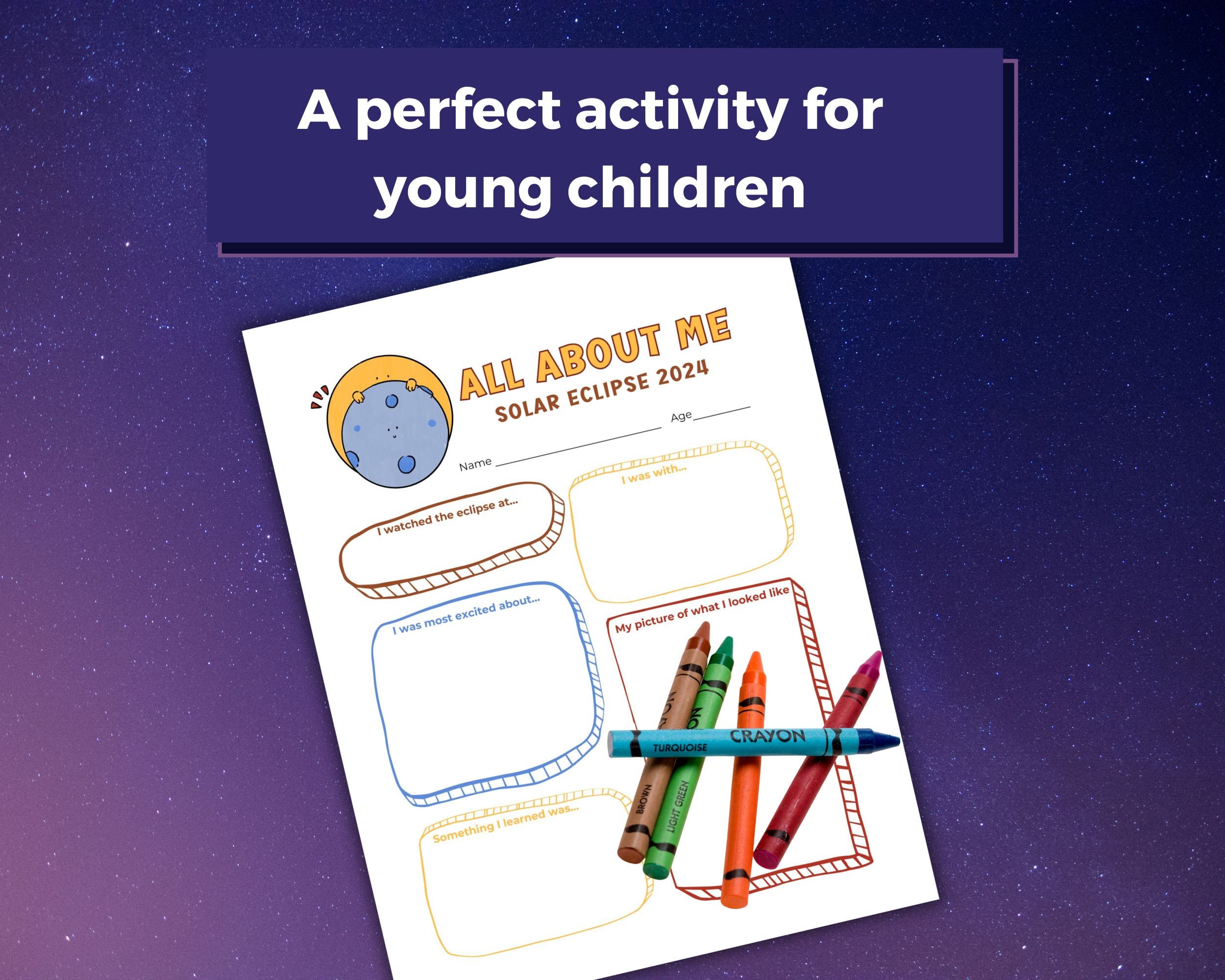 Printable Eclipse 2024 Worksheet for Children Preschool Eclipse Sheet ...