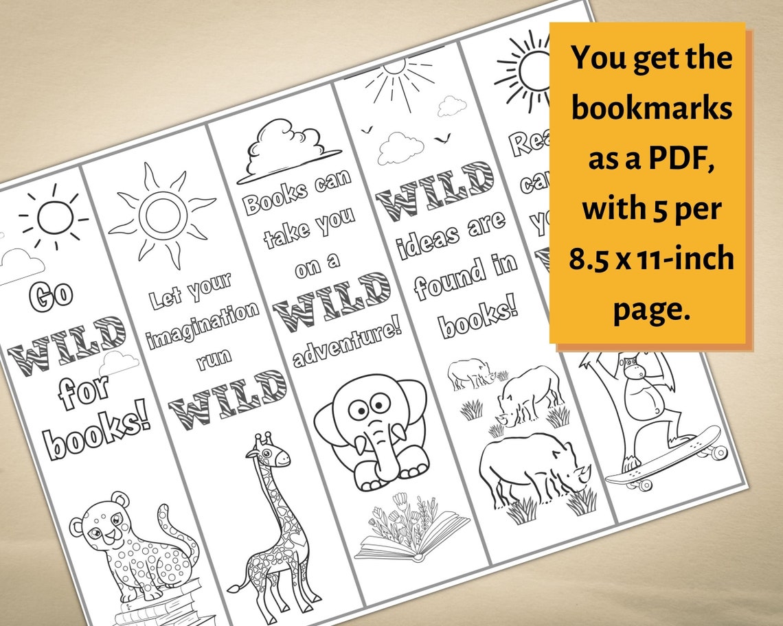 Printable Coloring Bookmarks for Kids Safari Bookmarks - Etsy