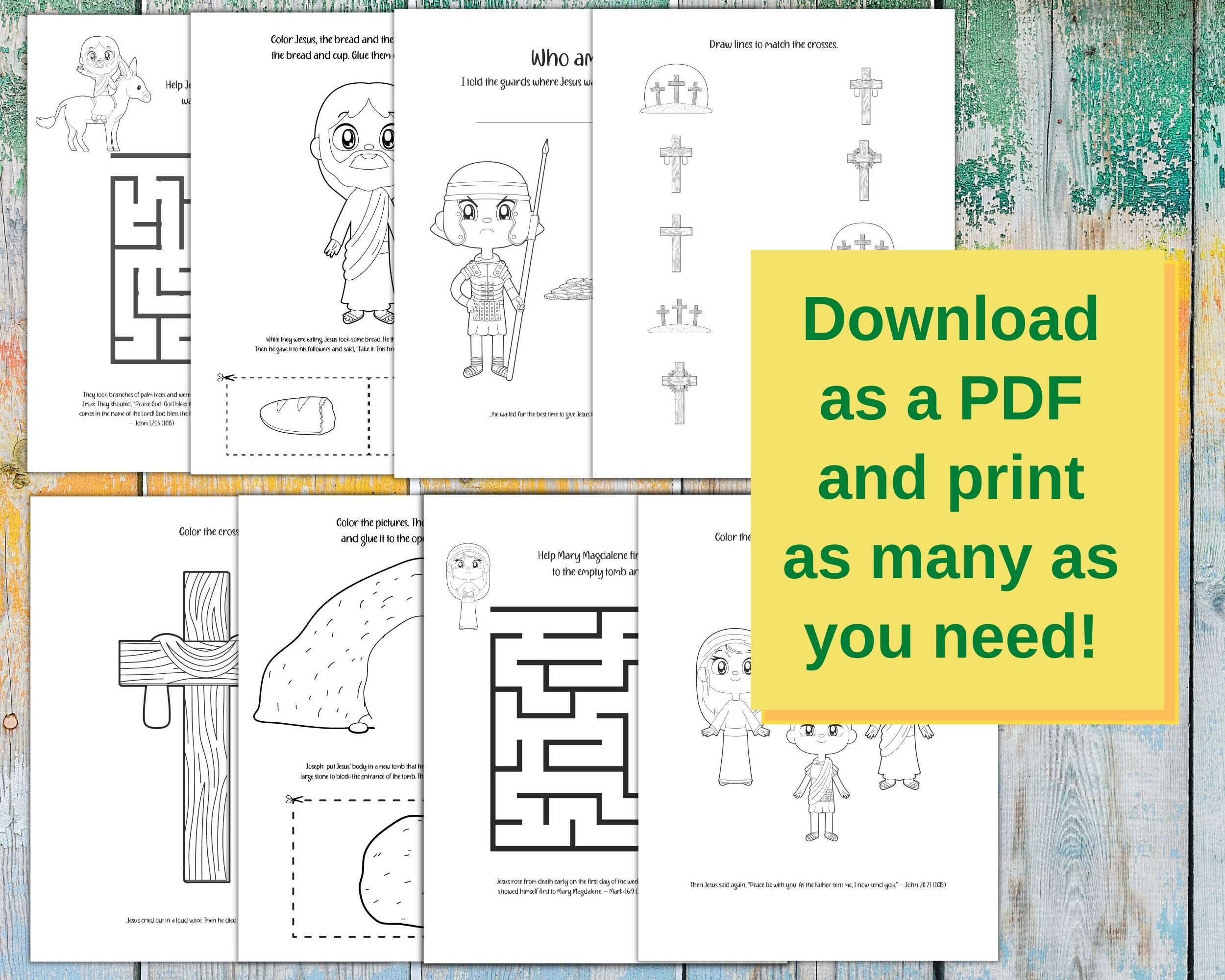 Religious Easter Story Activity Pages Bundle (PDF) - Etsy