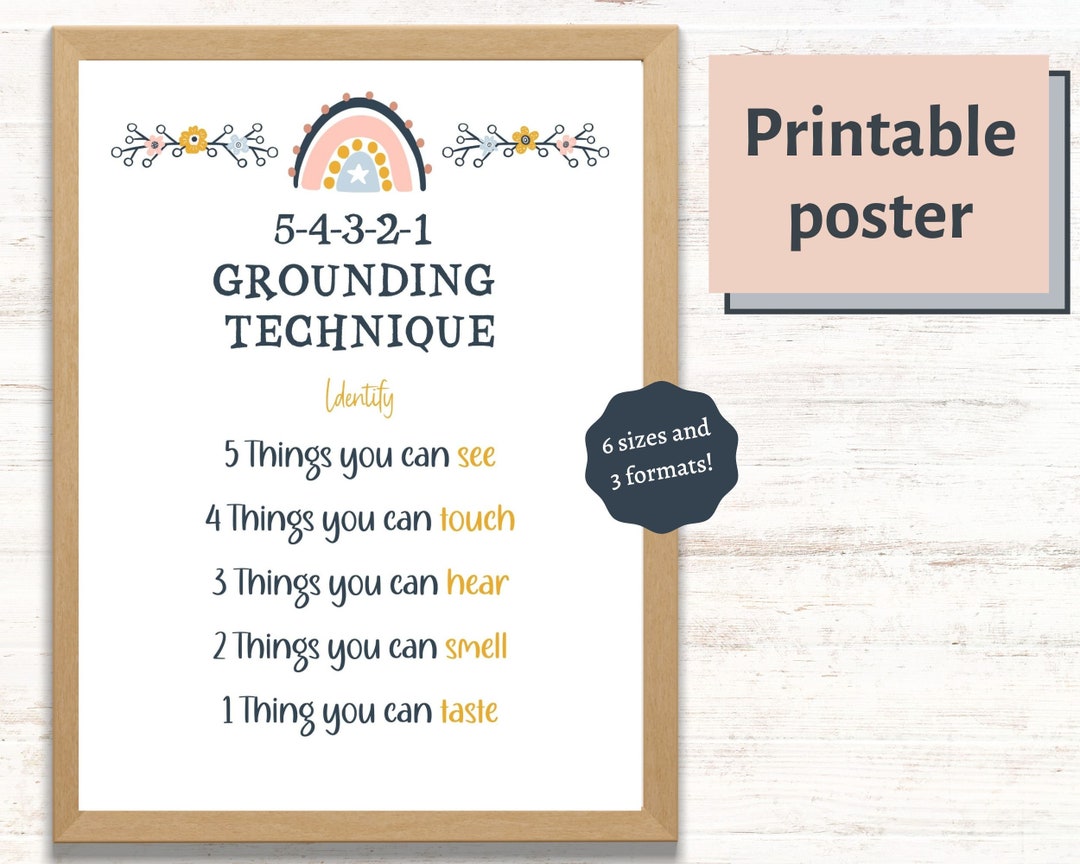 Boho Rainbow Grounding Technique Poster: Counselor Office Decor (PDF ...
