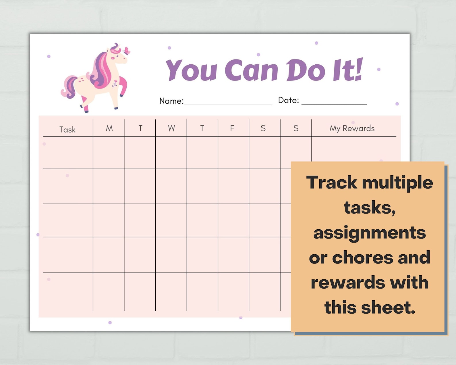 Unicorn Reward Chart for Children Printable, Behavior Chart, Daily ...