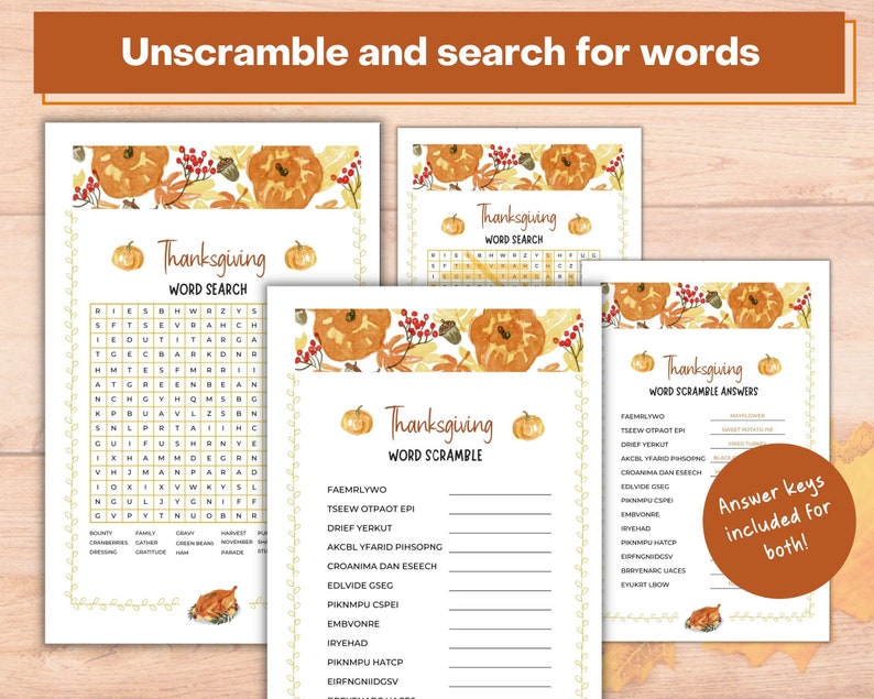 Thanksgiving Game Bundle Printable, Thanksgiving Games, Thanksgiving ...