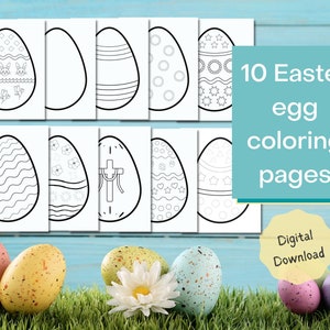 10 Printable Easter Egg Coloring Pages, Easter Activity for Kids ...