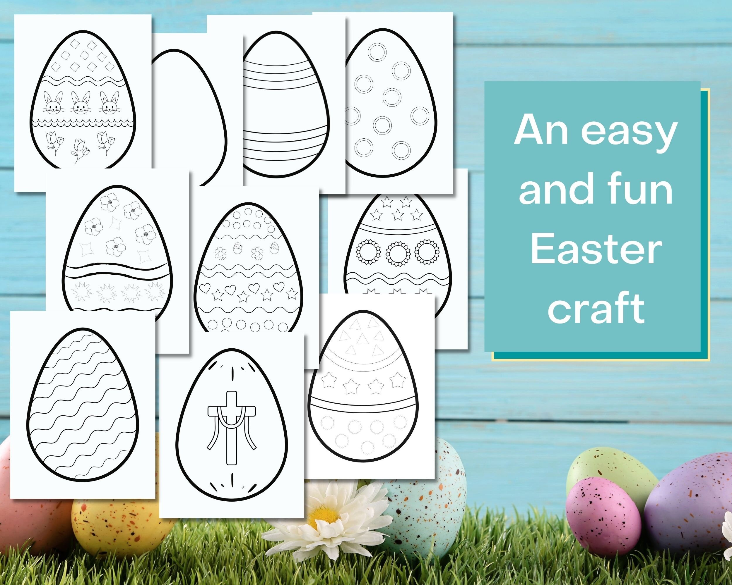 10 Printable Easter Egg Coloring Pages, Easter Activity for Kids ...