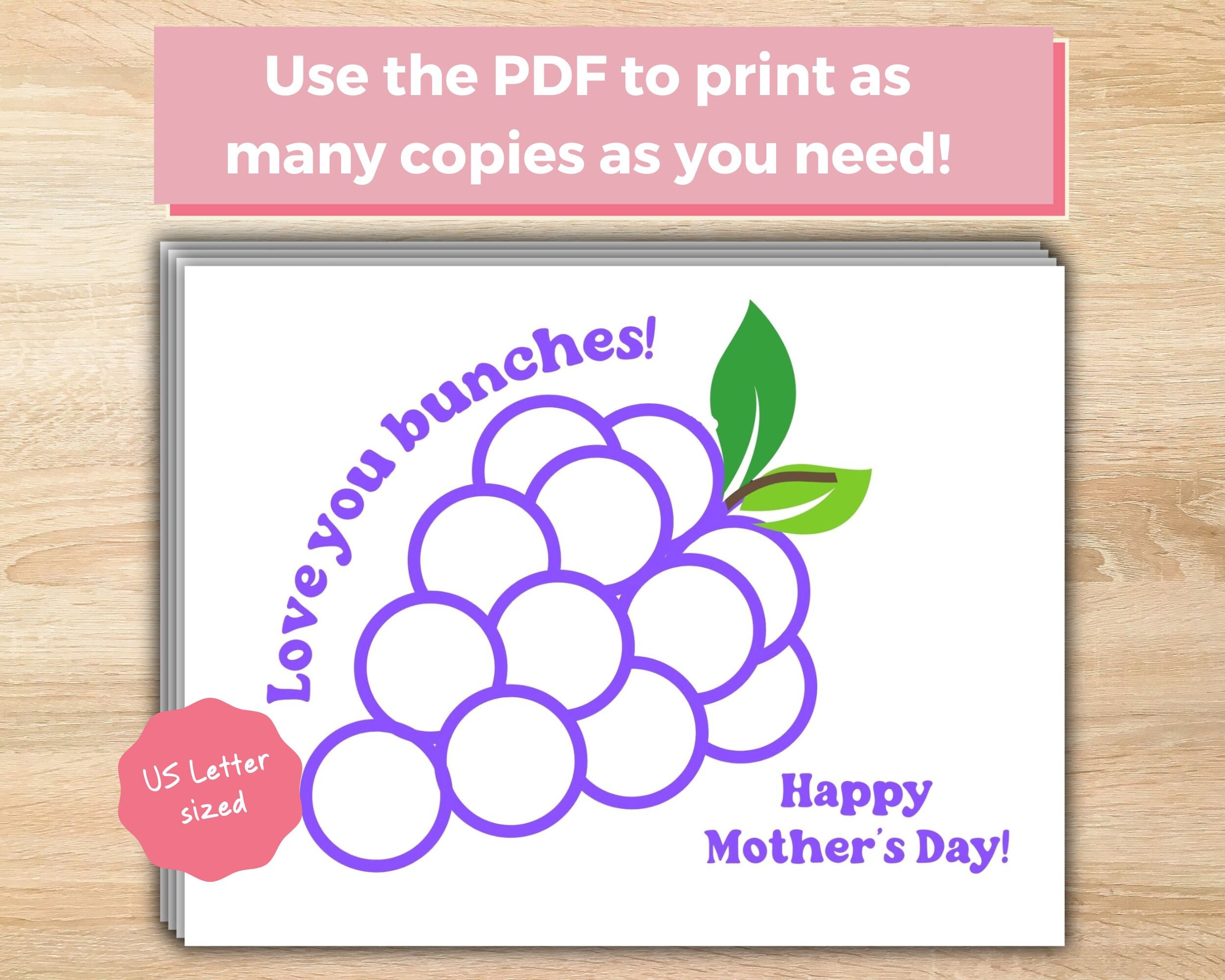 Happy Mothers Day Fingerprint Craft Art DIY Card for Grandma, Aunt or ...