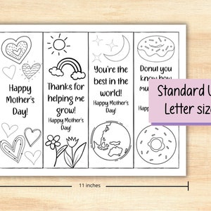 Printable Mother's Day Coloring Bookmarks: DIY Gift From Kids (digital ...