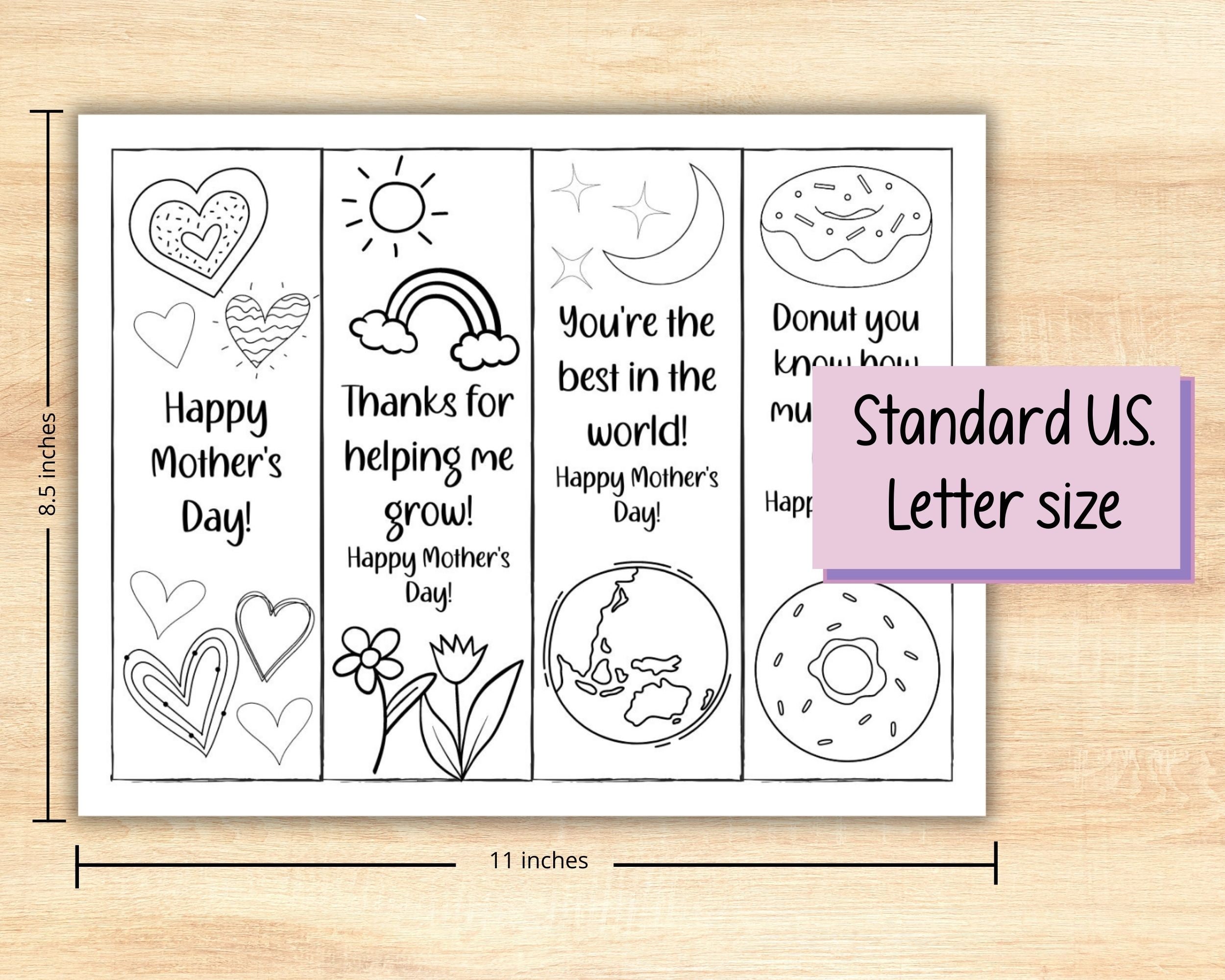 Printable Mother's Day Coloring Bookmarks: DIY Gift From Kids (digital ...