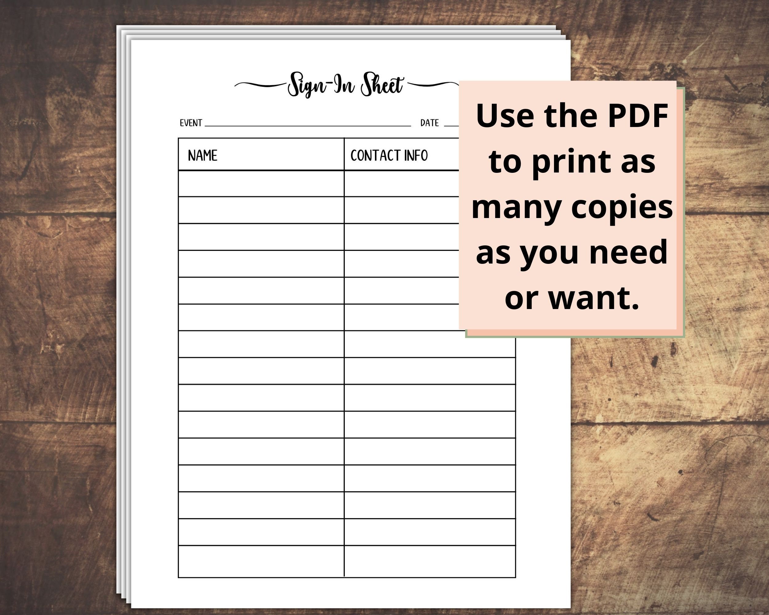 Small Group Sign-in Sheet, Sunday School Teacher Resources, Bible Study ...