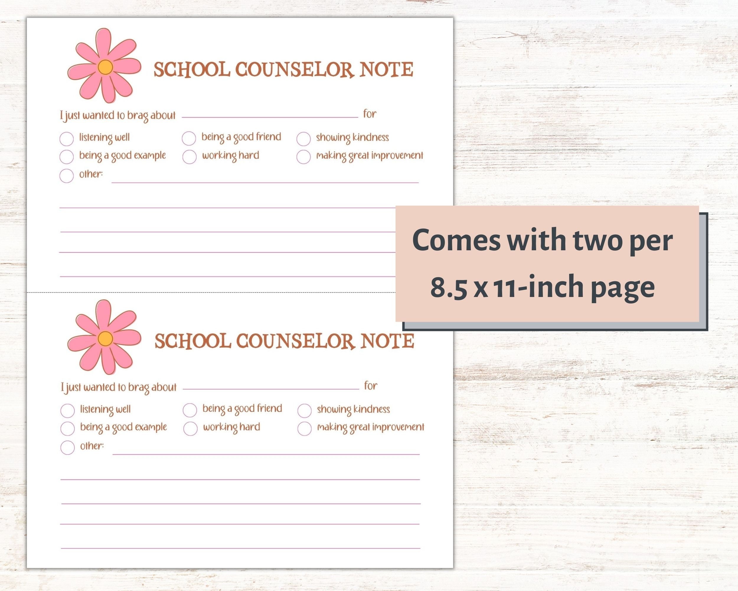 School Counselor Office Note Printable Pink School Counselor Décor ...