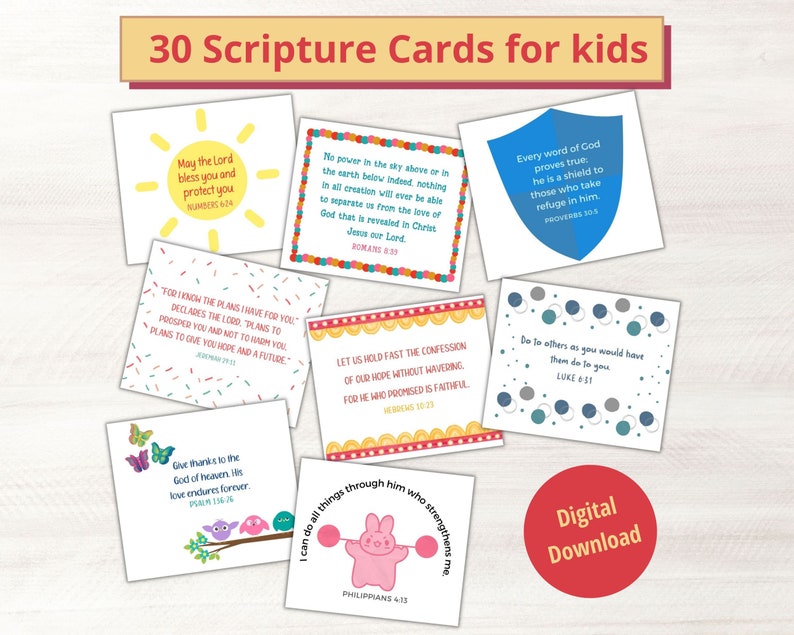 Scripture Cards for Kids Printable, Bible Verses for Children, Lunchbox ...
