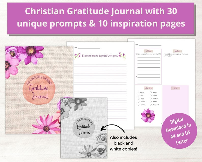 Gratitude Journal Printable for Christian Women, Prayer Journal ...