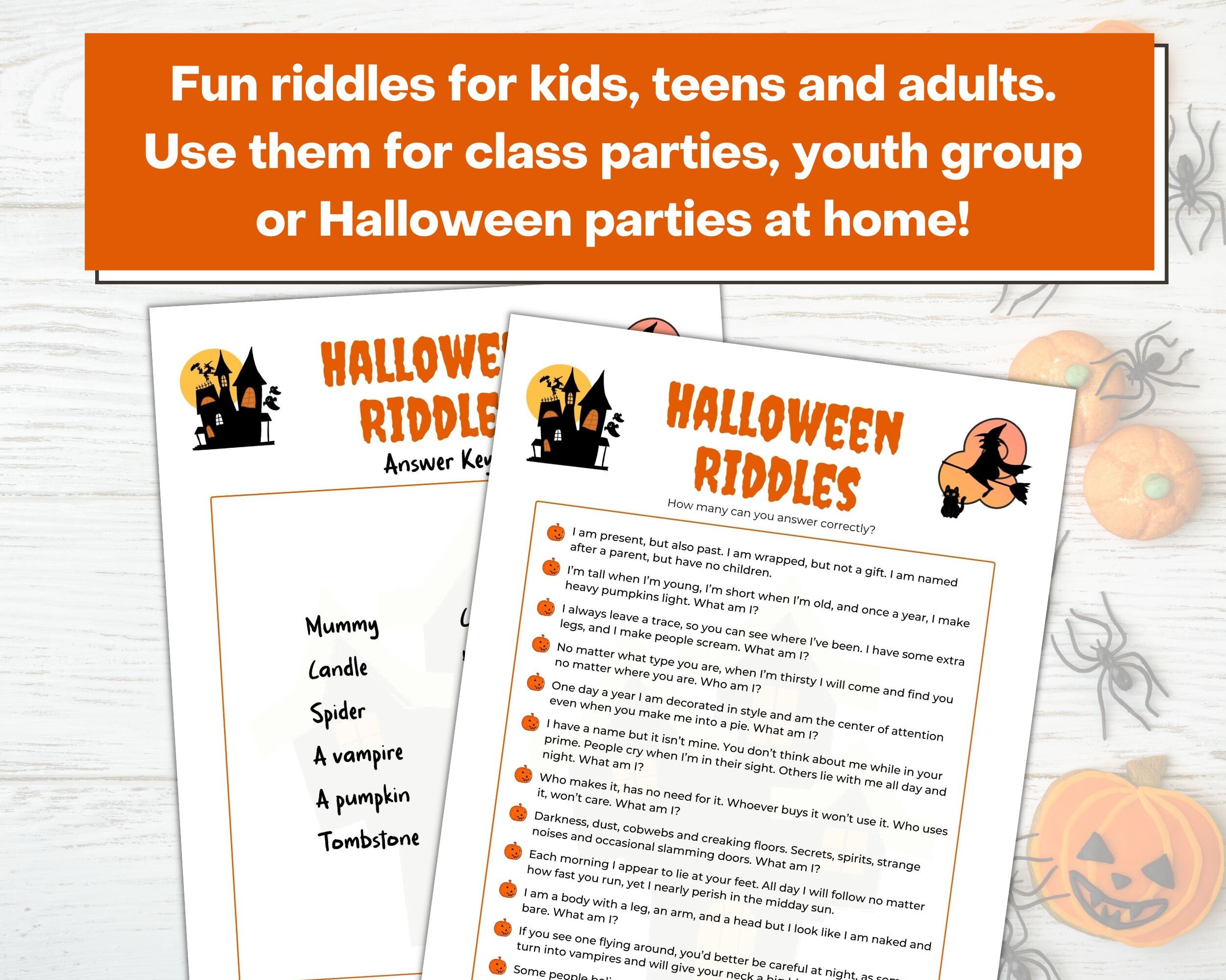 Halloween Game Printable | Riddles Game | Halloween Brain Teasers ...