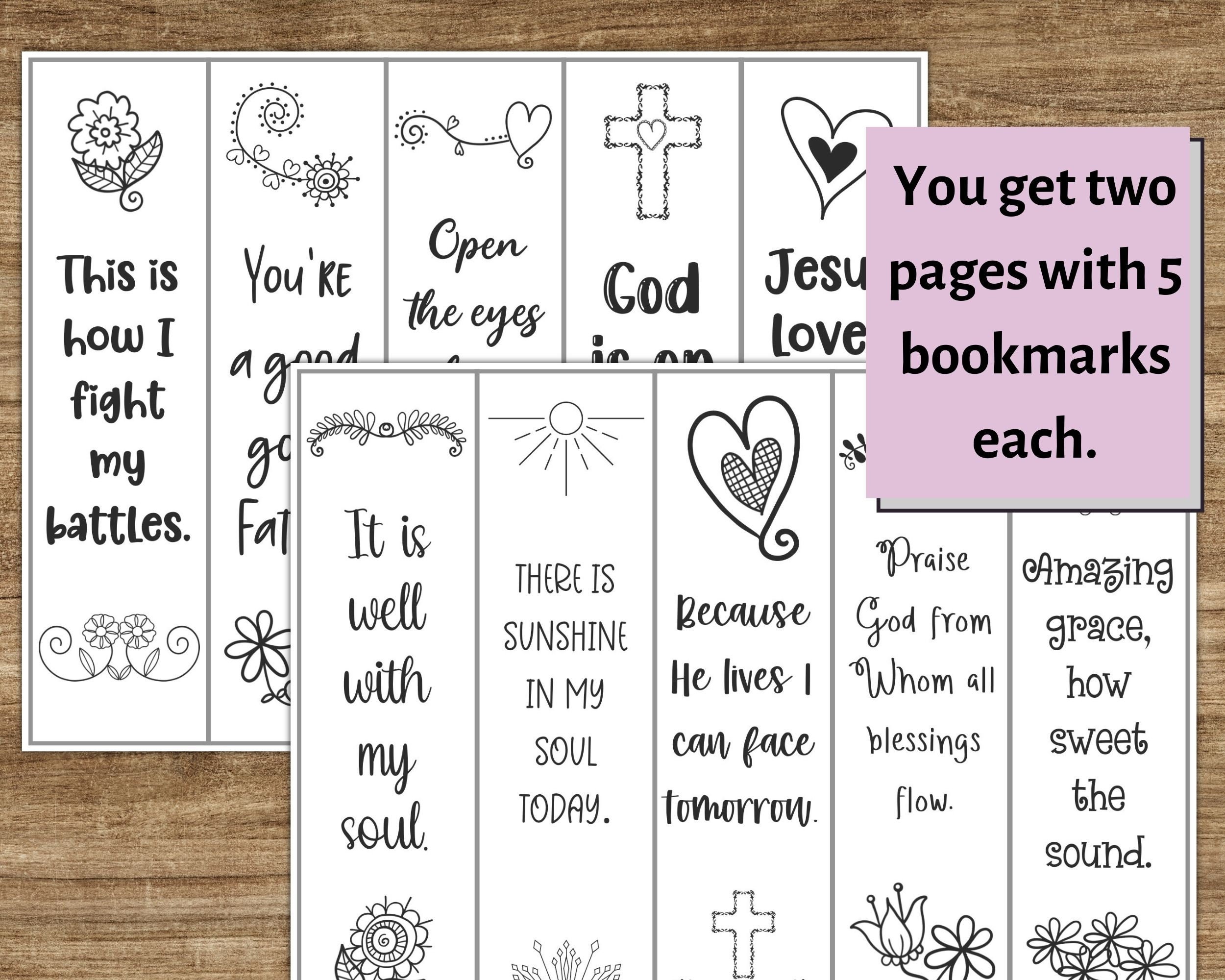 Printable Bookmarks Bible Bookmarks Coloring Bookmarks Bookmark Set ...