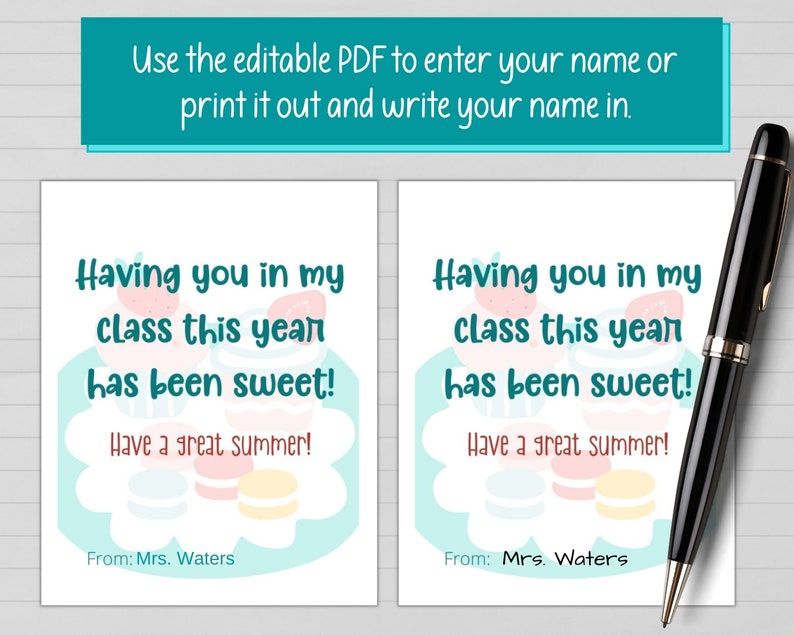 Printable End of Year Student Gift From Teacher | Teacher End of Year ...