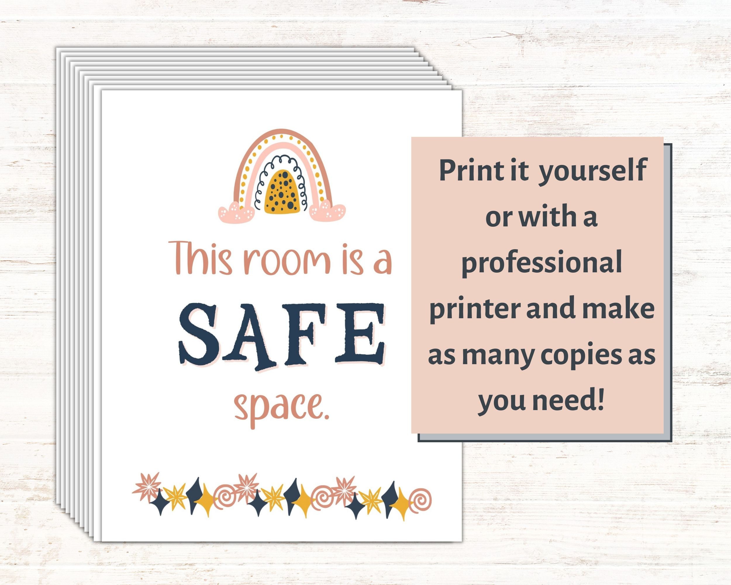 Safe Space Poster: Boho Rainbow Classroom Decor (digital Download) - Etsy