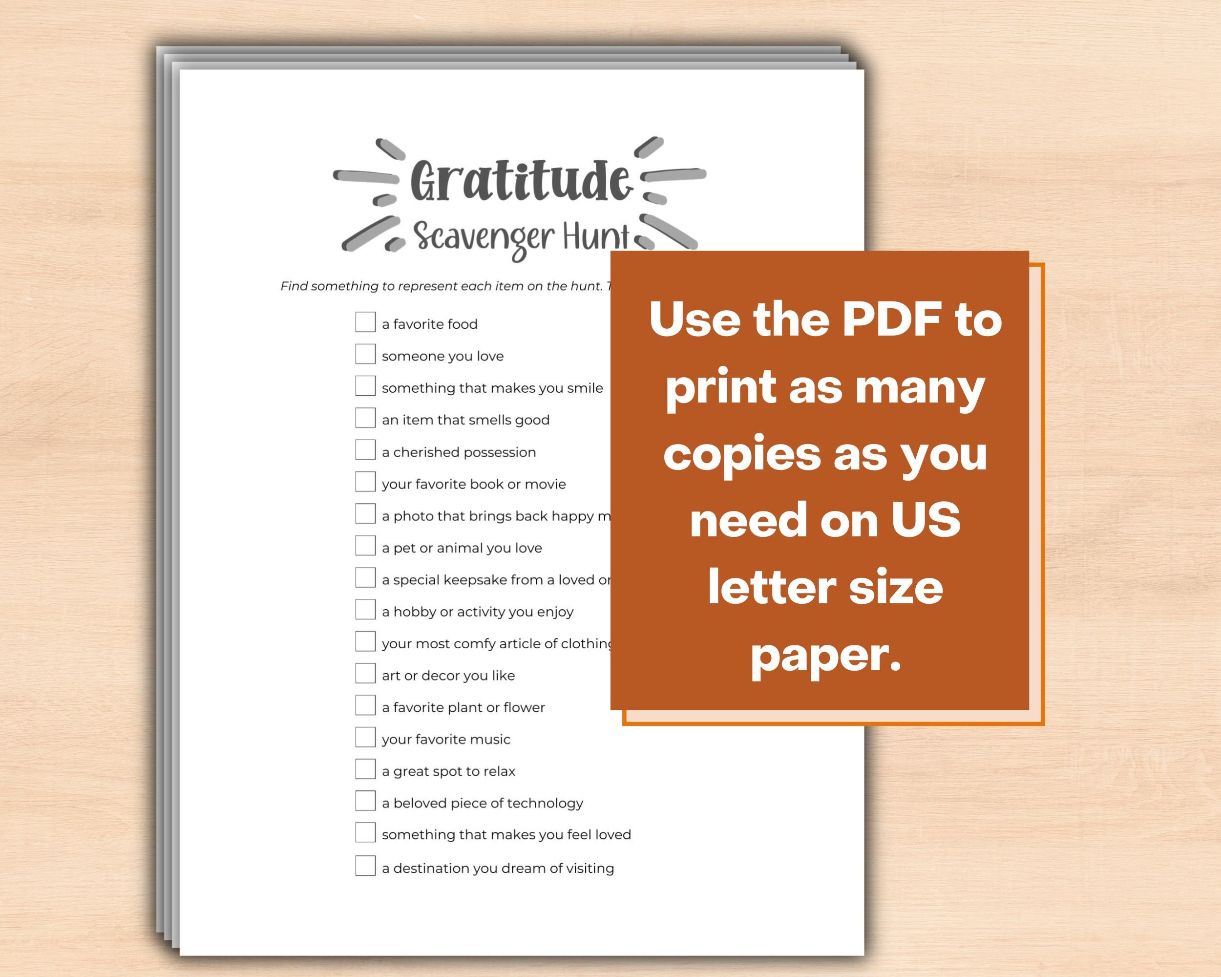 Gratitude Scavenger Hunt Bundle: Thanksgiving Activity (PDF) - Etsy