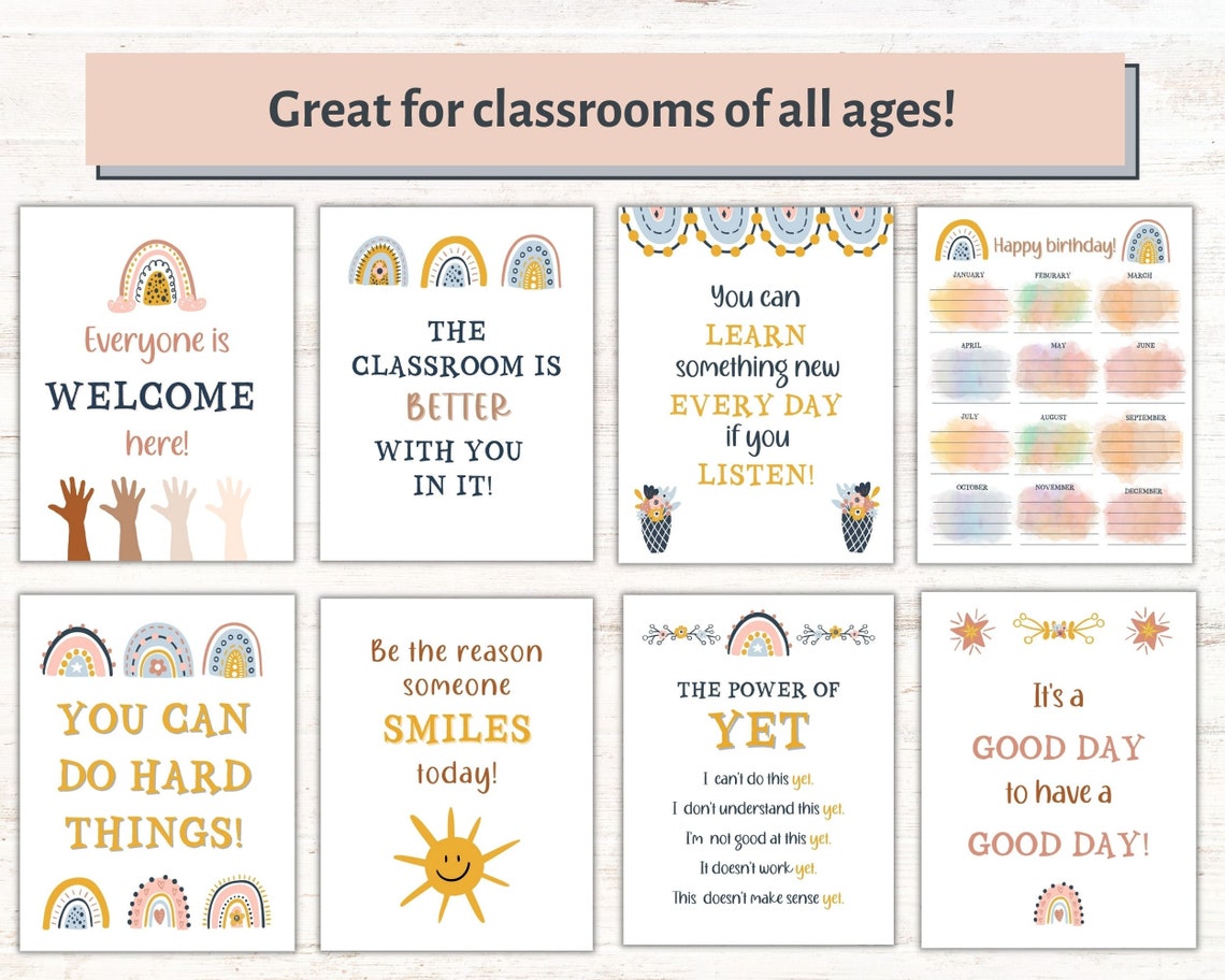 Classroom Posters Boho Printable Bundle Teacher Décor Bundle Boho ...