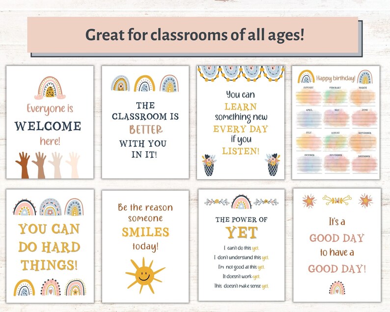 Classroom Posters Boho Printable Bundle Teacher Décor Bundle Boho ...