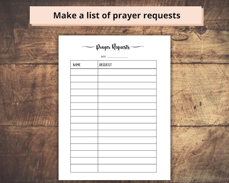 Prayer Request Journal Printable: Church Tracker Template (digital ...