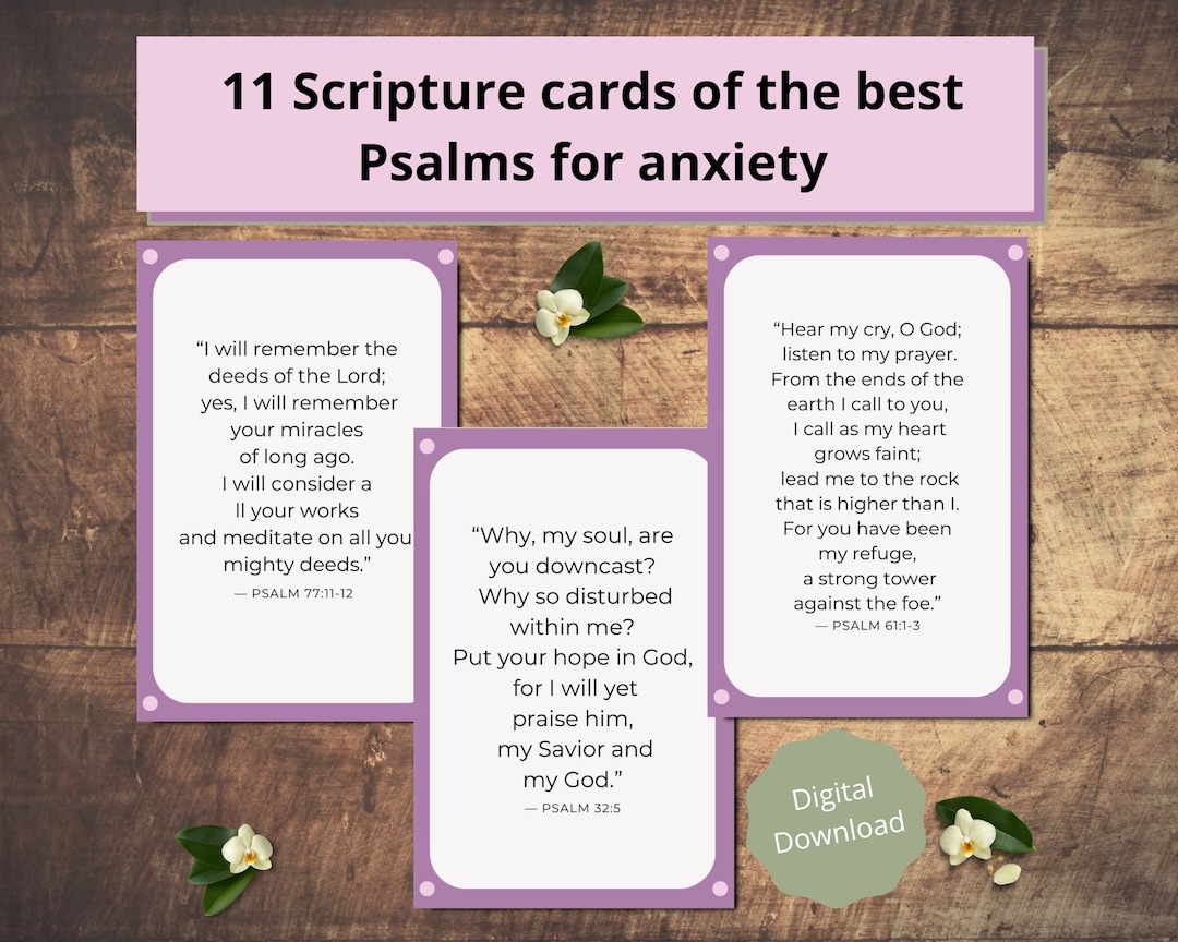 11 Printable Psalms for Anxiety Scripture Cards, Bible Verse Cards ...