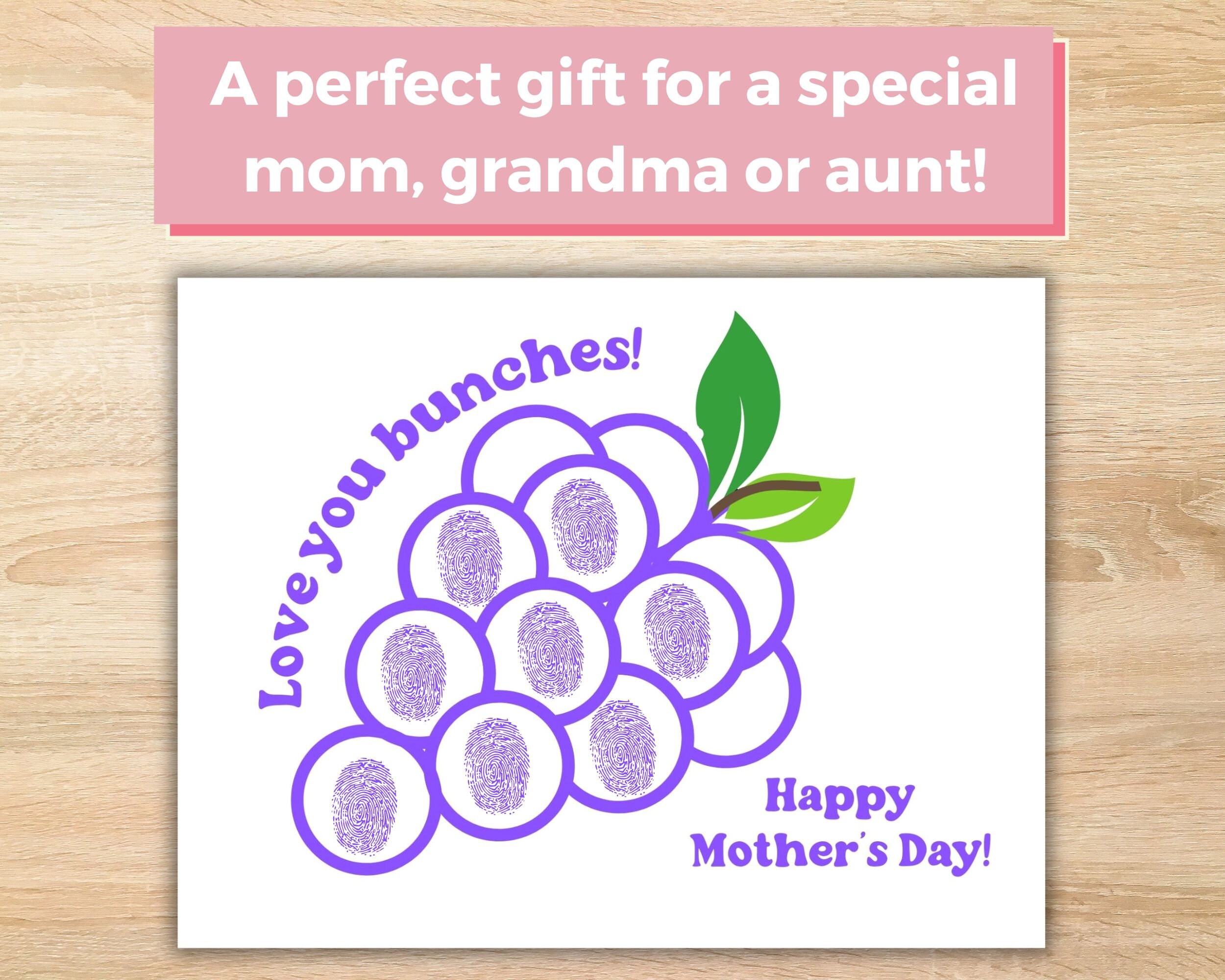 Happy Mothers Day Fingerprint Craft Art DIY Card for Grandma, Aunt or ...