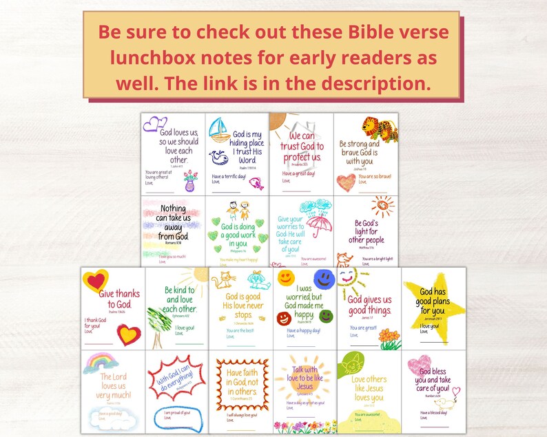 Bible Verse Lunchbox Notes for Kids Printable, Bible Verses for ...