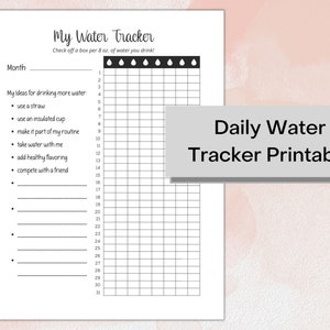 Daily Water Tracker Printable | Water Intake Tracker | Health and ...