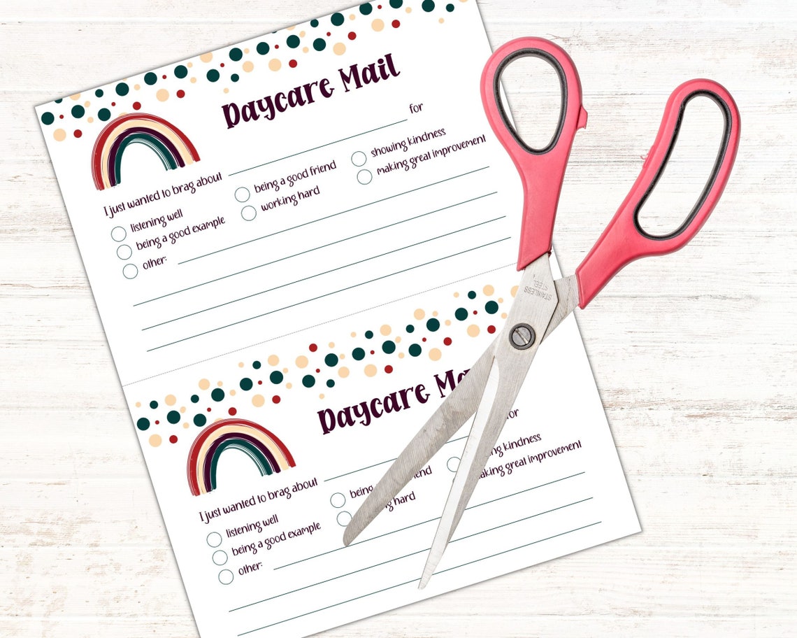 Daycare Note Printable Daycare Mail Boho Daycare Brag Card Daycare ...