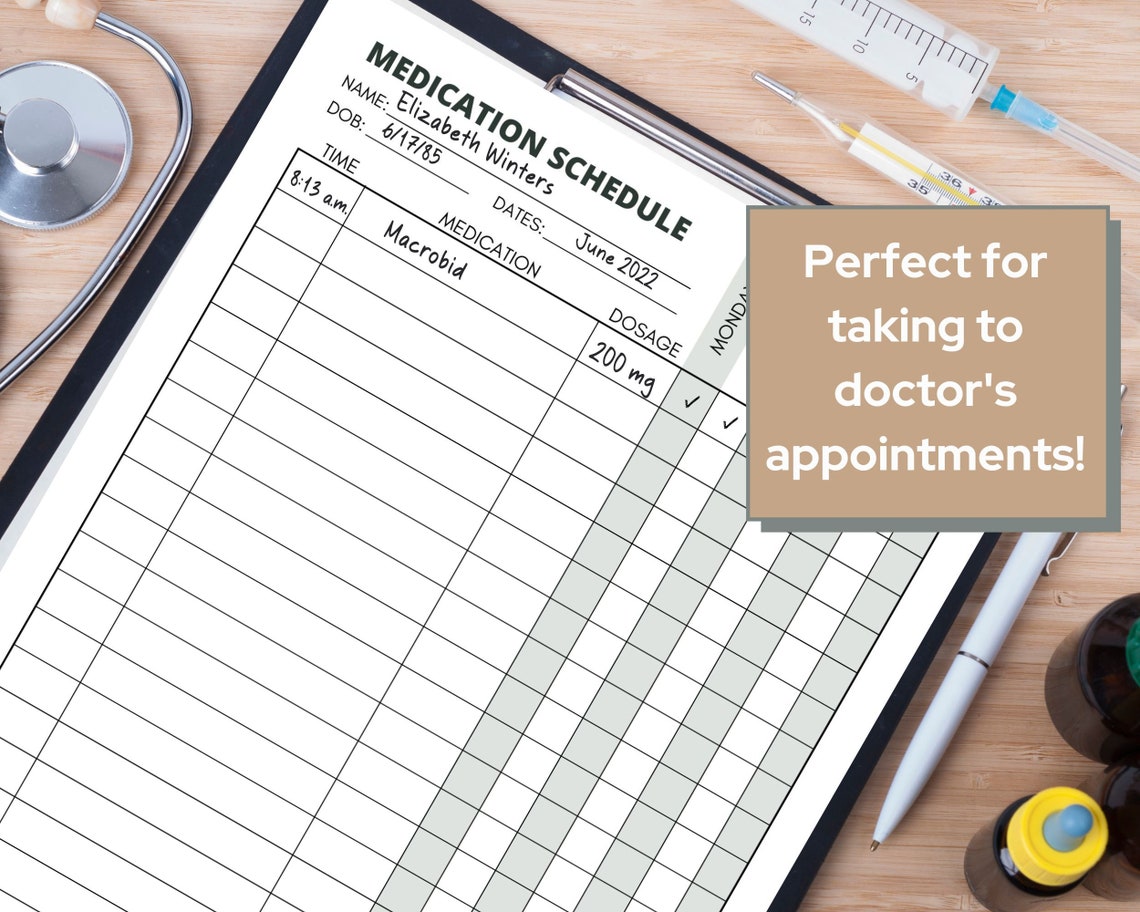 Medication Schedule Printable | | Medication Tracker | Health Records ...