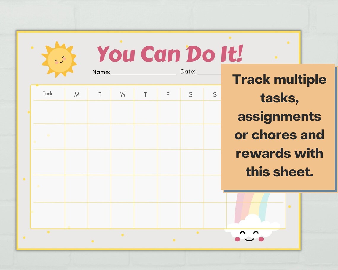 Rainbow Reward Chart for Children Printable, Behavior Chart, Daily ...